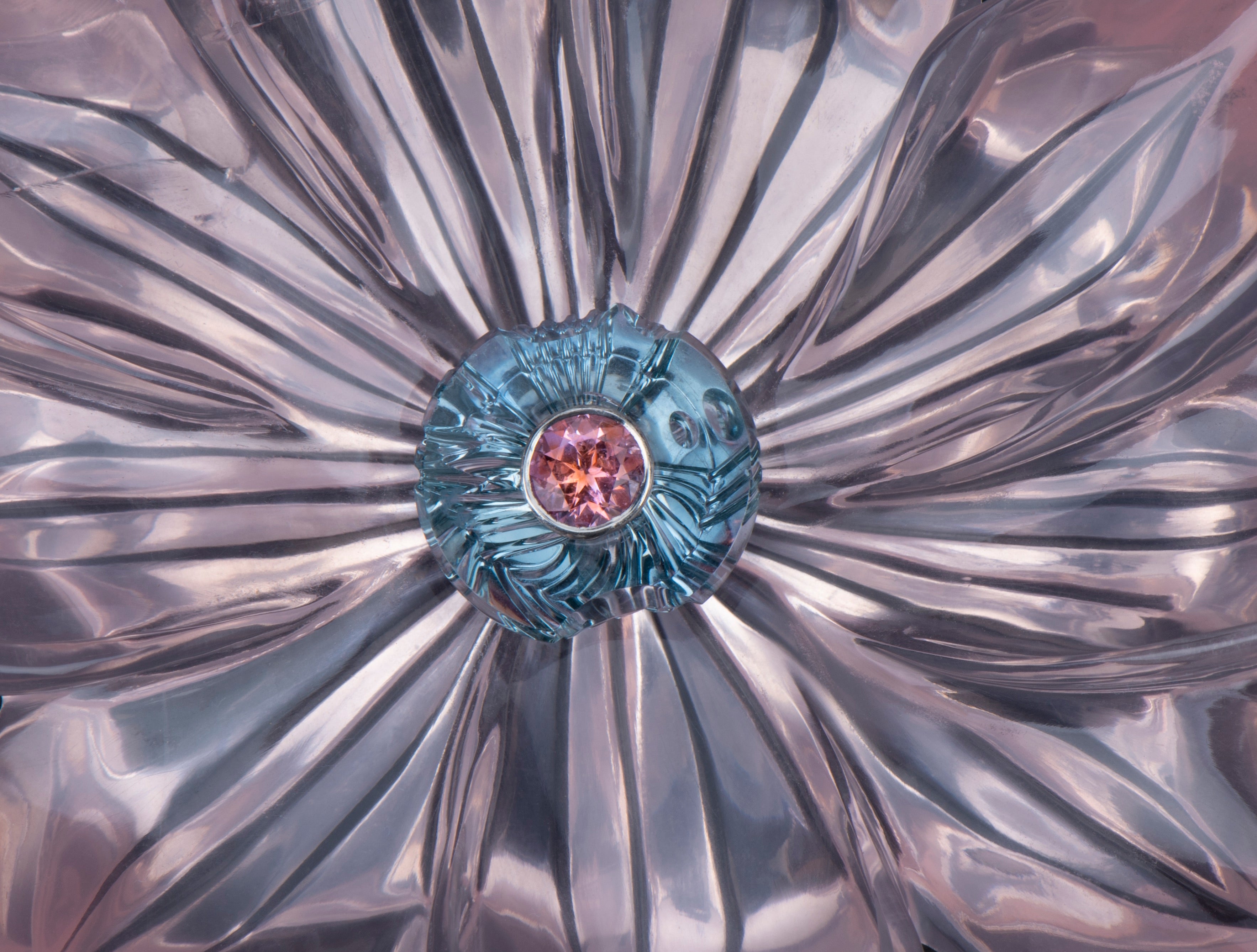 Rose Quartz Gemstone Carving by Lehrer - Sacred Lotus – Fossil Realm